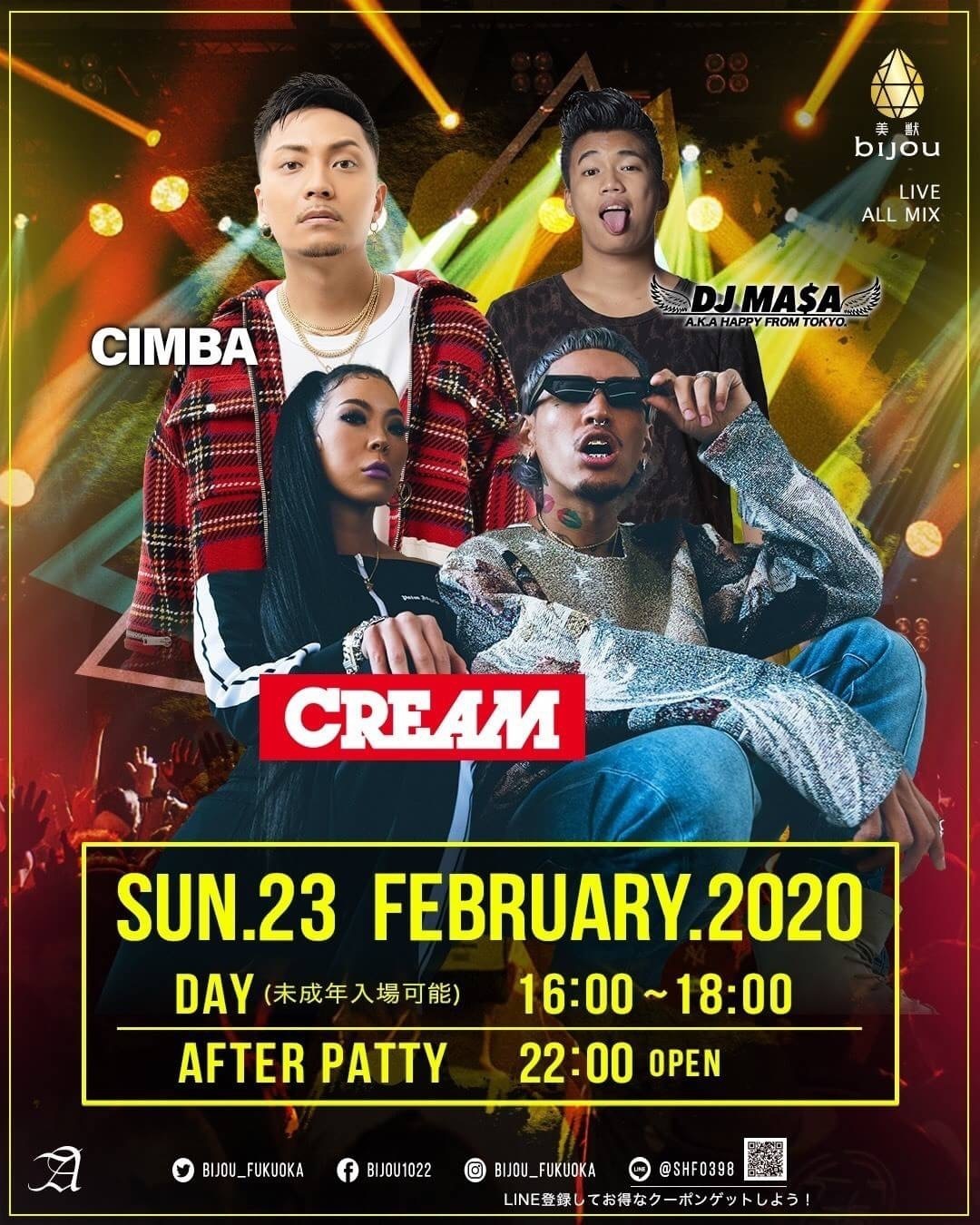 2/23(日) CIMBA×CREAM TOUR @福岡bijou | CIMBA FAMILIA